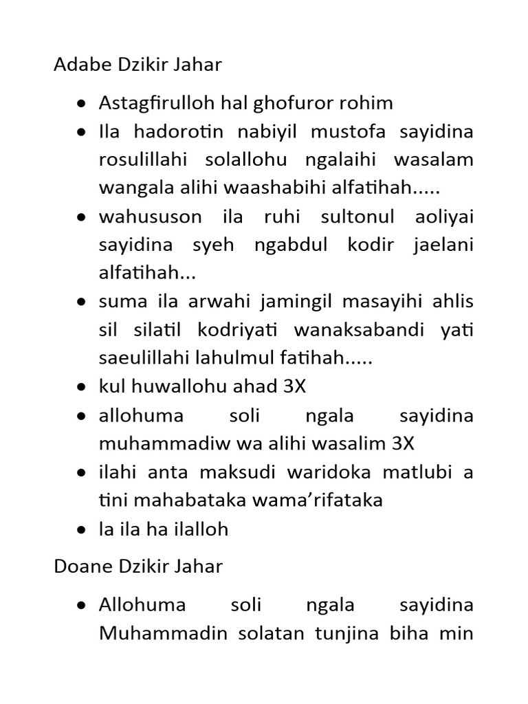 Adabe Dzikir Jahar | PDF | Language Arts & Discipline | Self-Improvement
