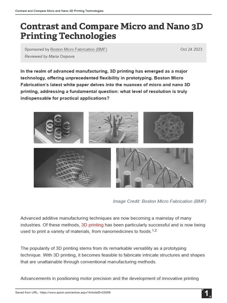 Contrast and Compare Micro and Nano 3D Printing Technologies | PDF | 3 ... Contrast and Compare Micro and Nano 3D Printing Technologies | PDF | 3 ...