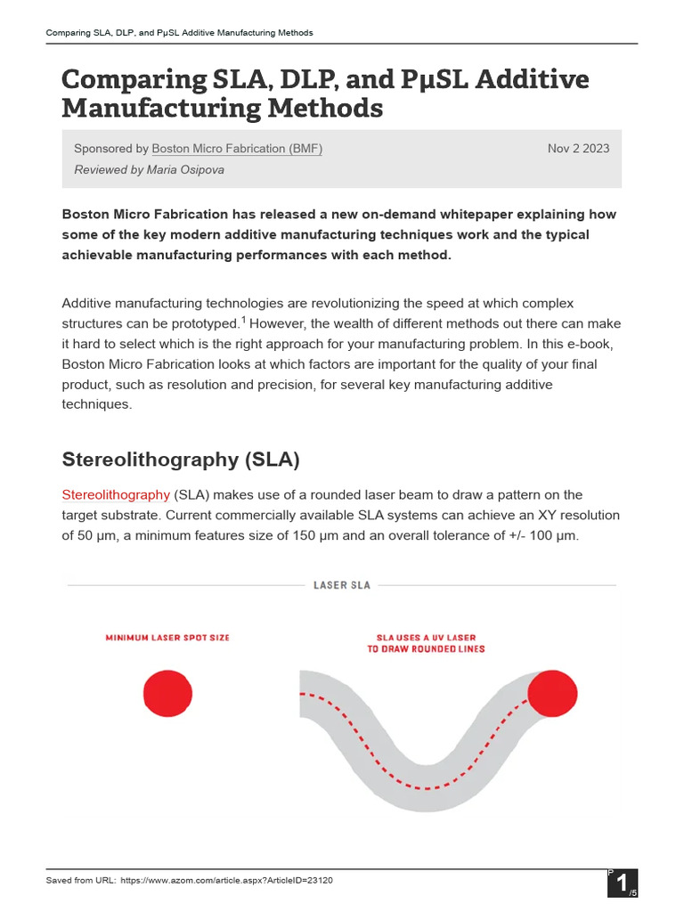 Comparing SLA DLP and Pc2b5SL Additive Manufacturing Methods | PDF | 3 ...