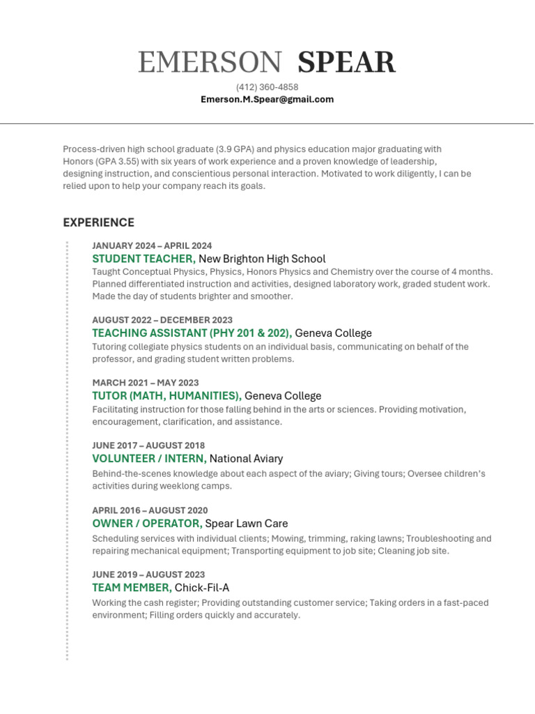 Emerson Resume | PDF | Learning