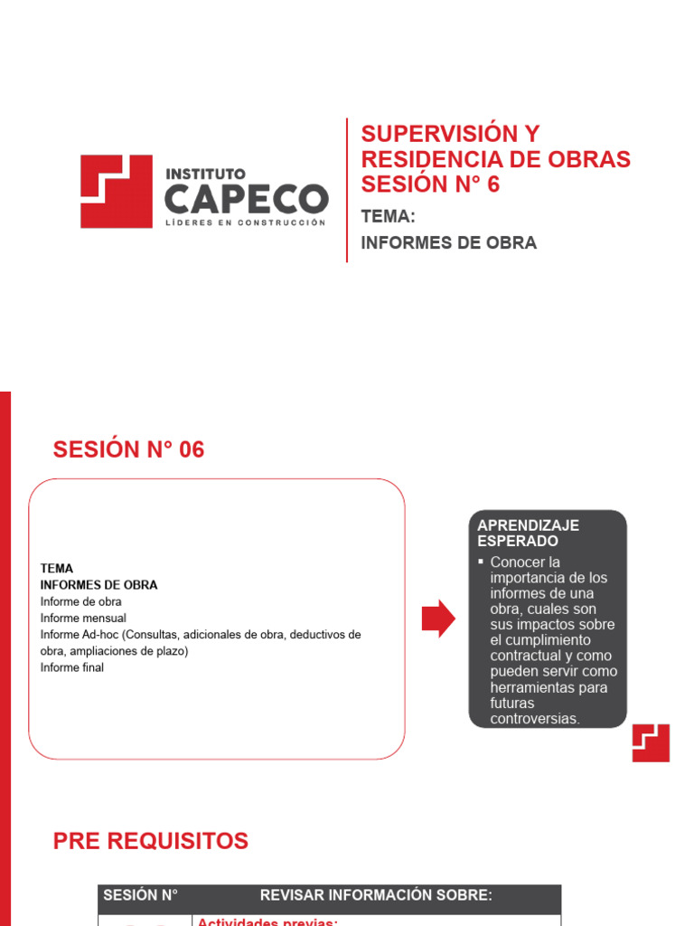 Sesion N°6 - Informes de Obra | PDF