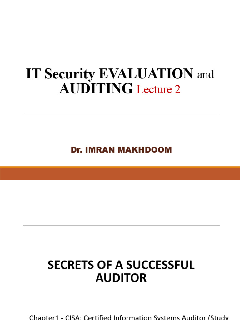 IT E&a-Lecture 2 Students Ver | PDF | Audit | Information Security