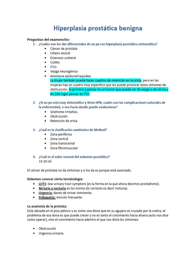 Diagnóstico y Tratamiento de HPB | PDF | Urología | Especialidades Medicas