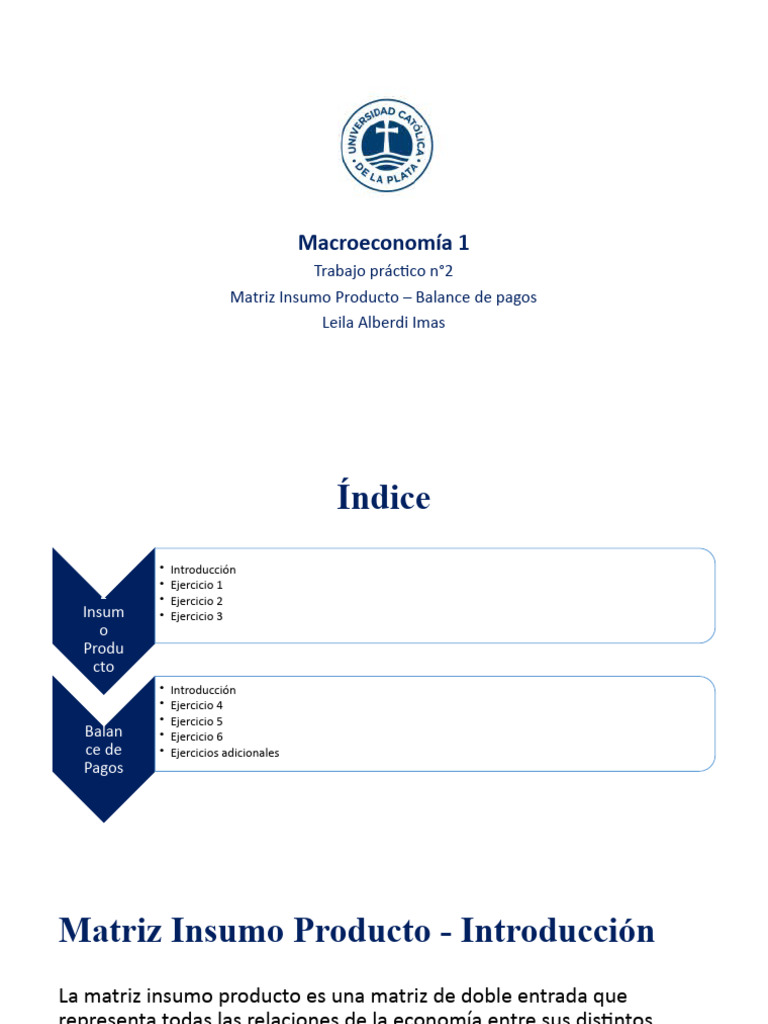 Balanza de Pagos - Matriz Insumo Producto Macroeconomia Ucalp Turno Mañana | PDF | Balance de ...