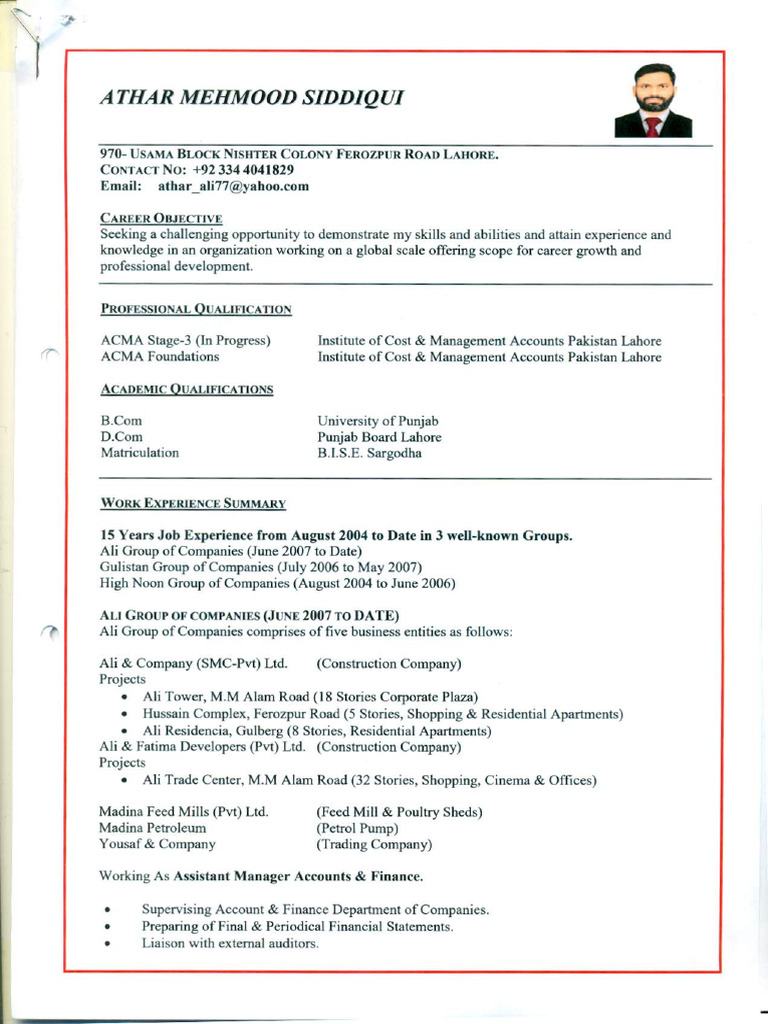 Athar Mehmood Siddiqui CV | PDF