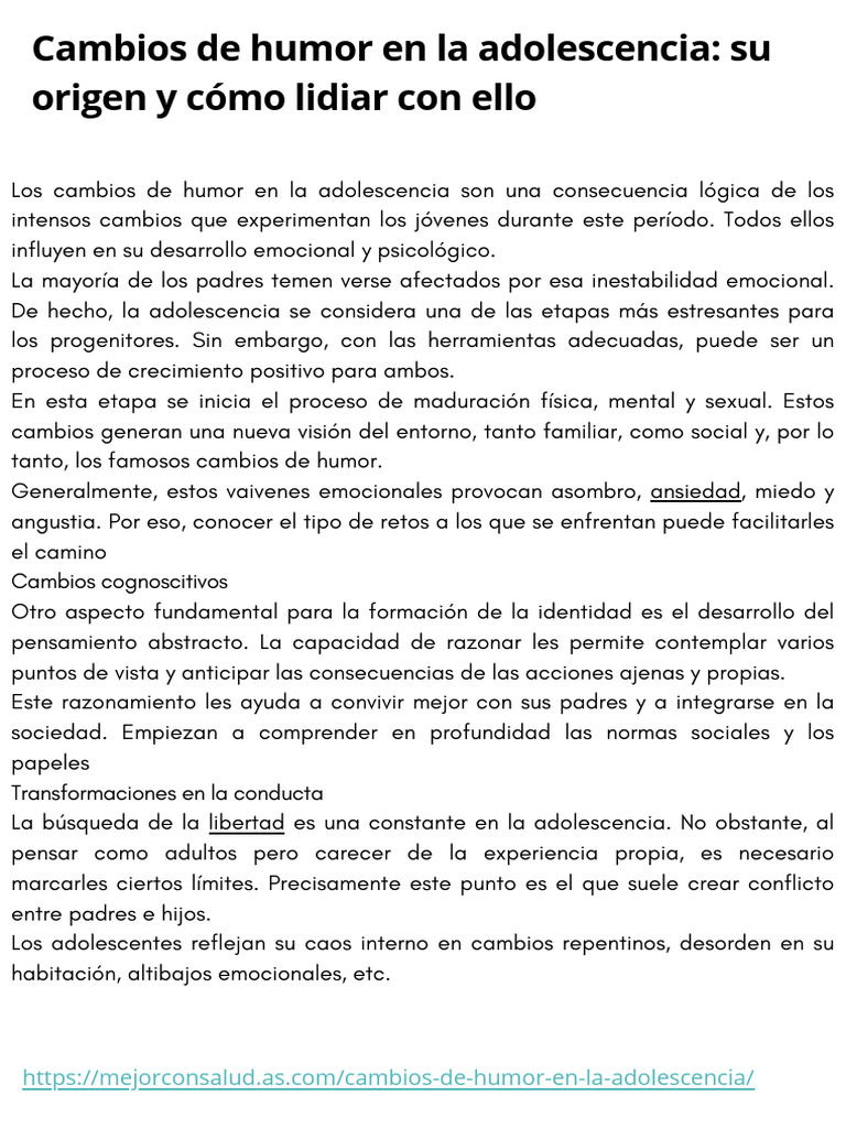 Cambios de humor en la adolescencia su origen y cómo lidiar con ello ...