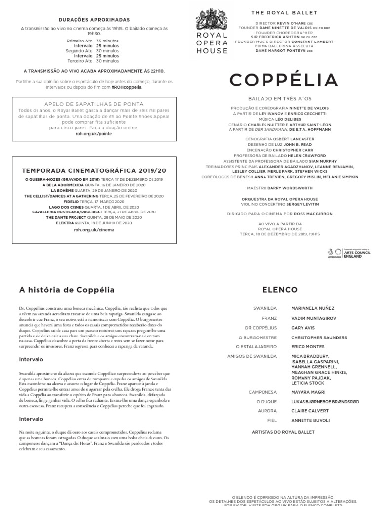 Coppelia: Sinopse do Balé Clássico | PDF | Obras inspiradas em ...