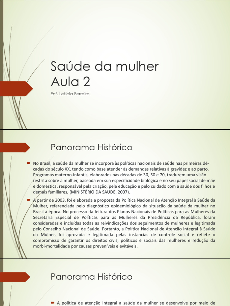Aula 2 Saude Da Mulher Pdf Menstruação Ciclo Menstrual