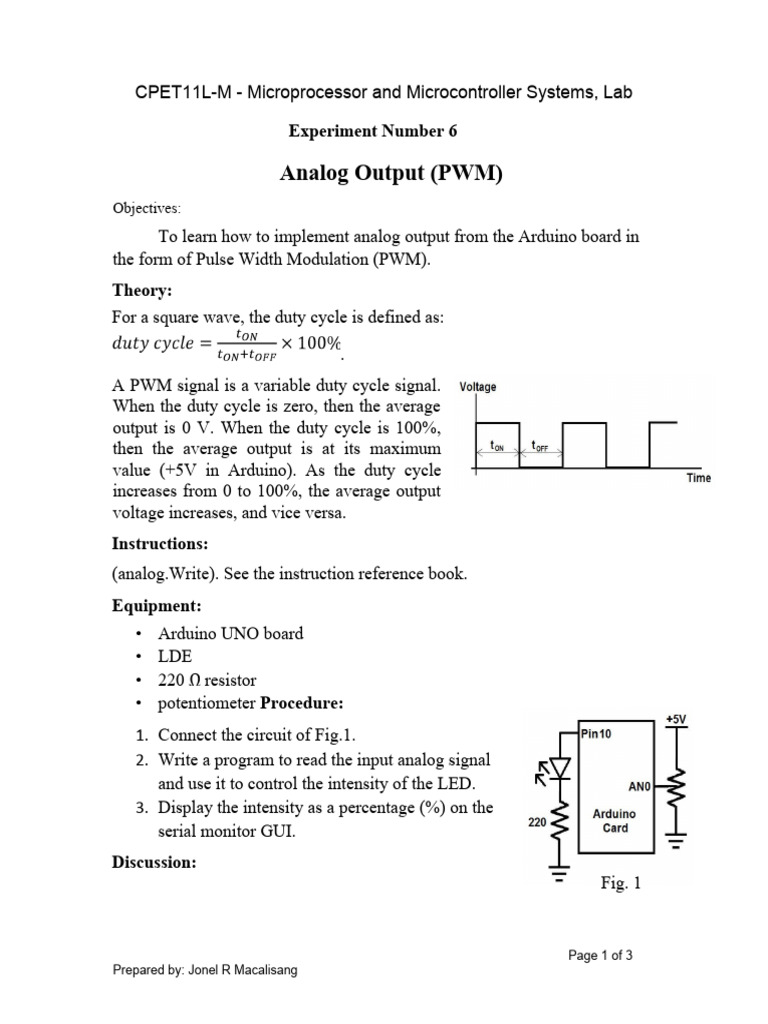 Lab Activity 6 PWM | PDF | Electrical Engineering | Electronics