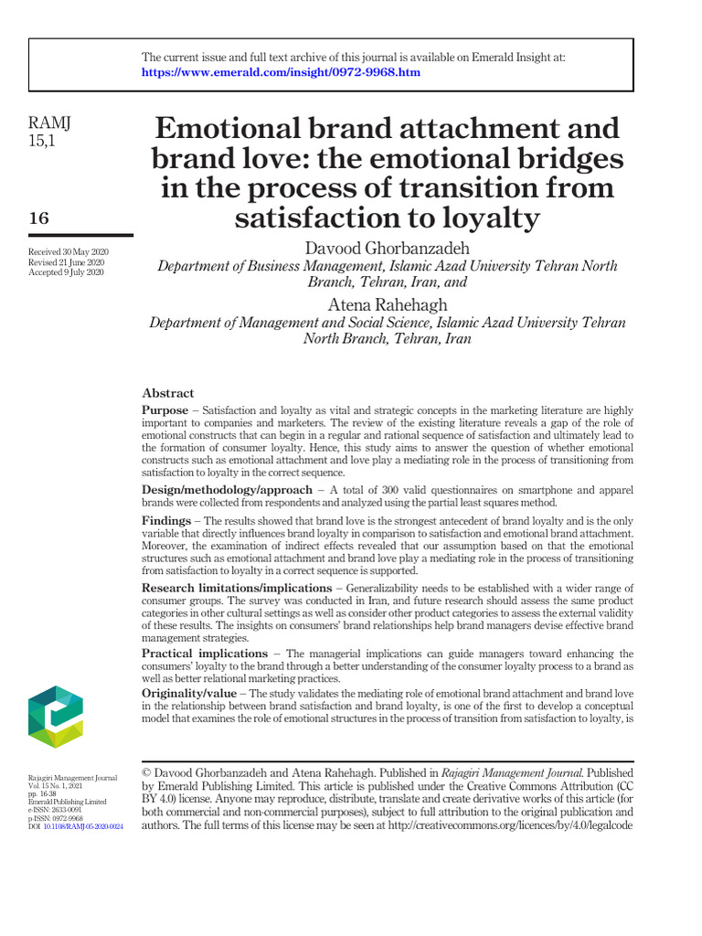 Emotional Brand Attachment and Brand Love - The Emotional Bridges in ...