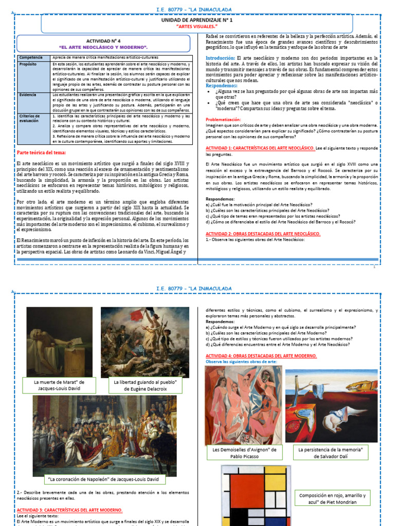 Arte Neoclásico y Moderno: Análisis Comparativo | PDF | Arte Moderno ...