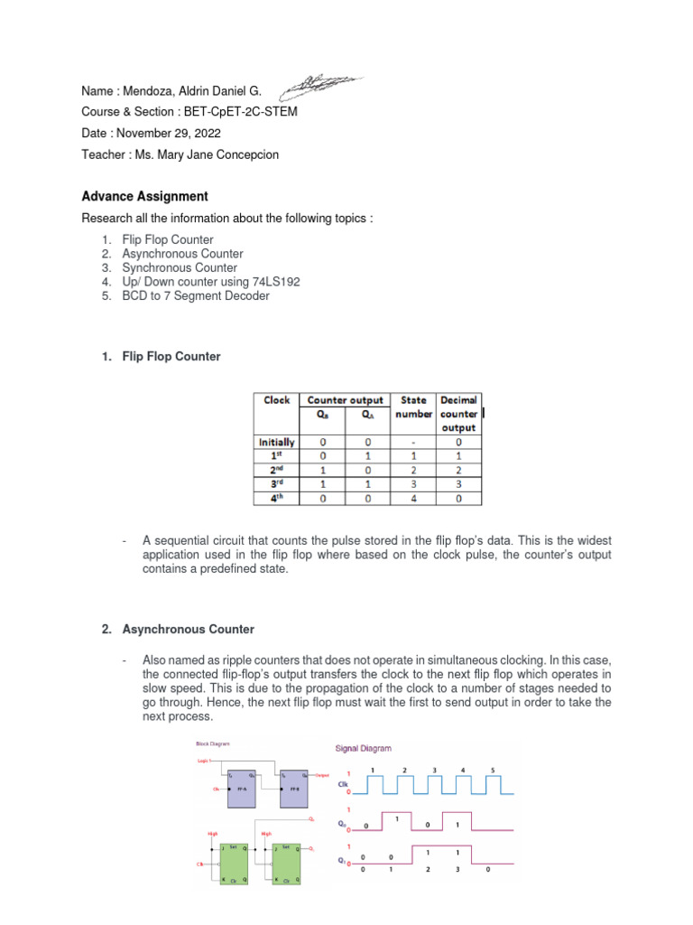 Mendoza - Advance Assignment | PDF | Digital Electronics | Computer ...