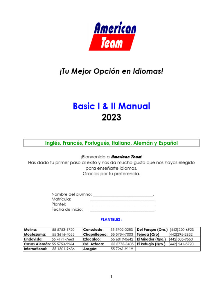 Manual Basic I and II 2023 | PDF | Bakery | Grammatical Number
