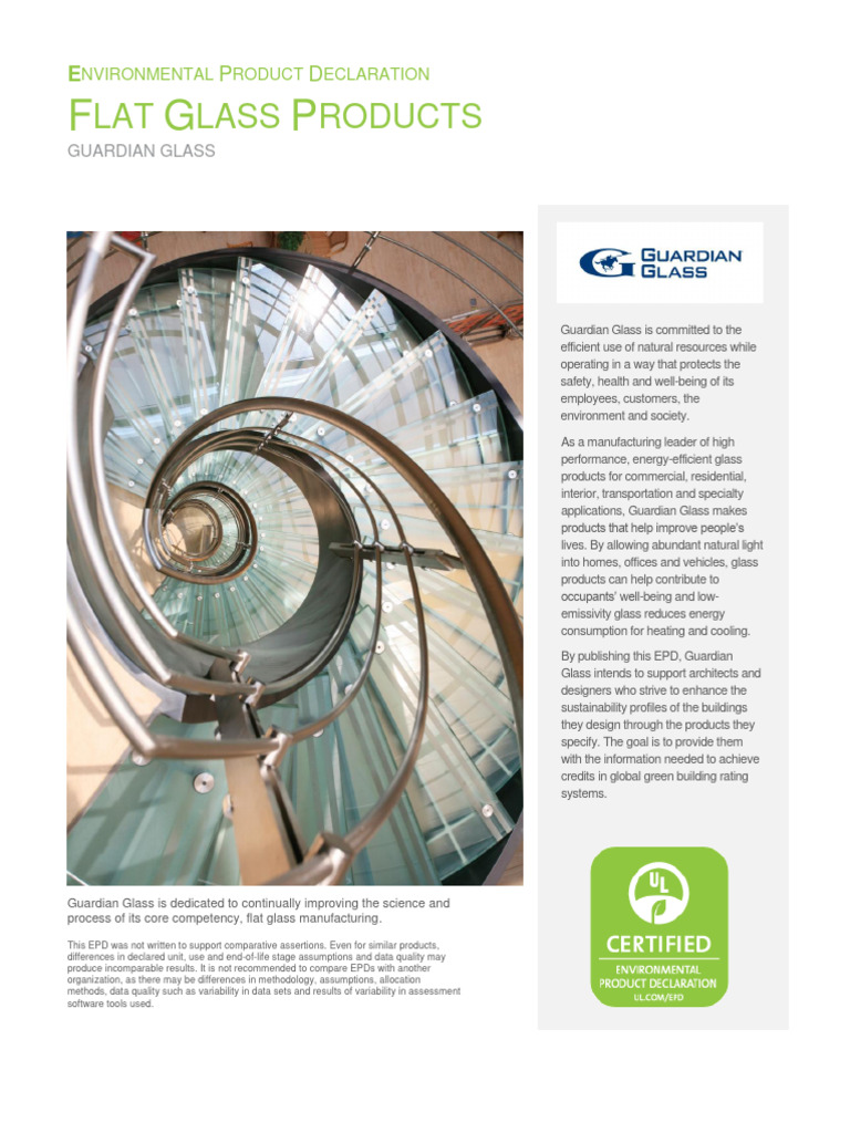 Environmental Product Declaration Us Flat Glass Products 2017 | PDF ...