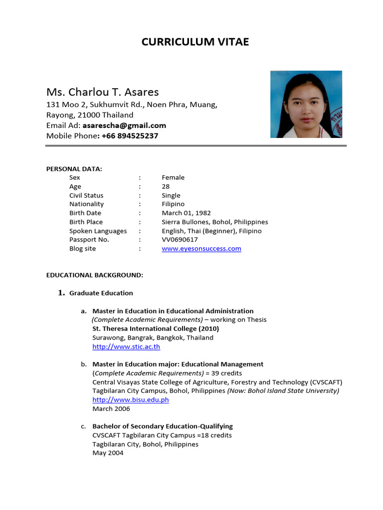 CV Charlou Asares2 | PDF | Thailand