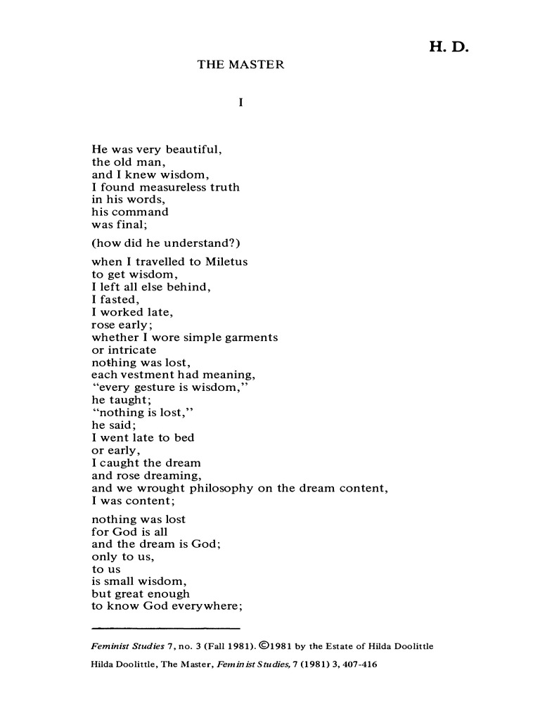 Doolittle Hilda - The Master | PDF