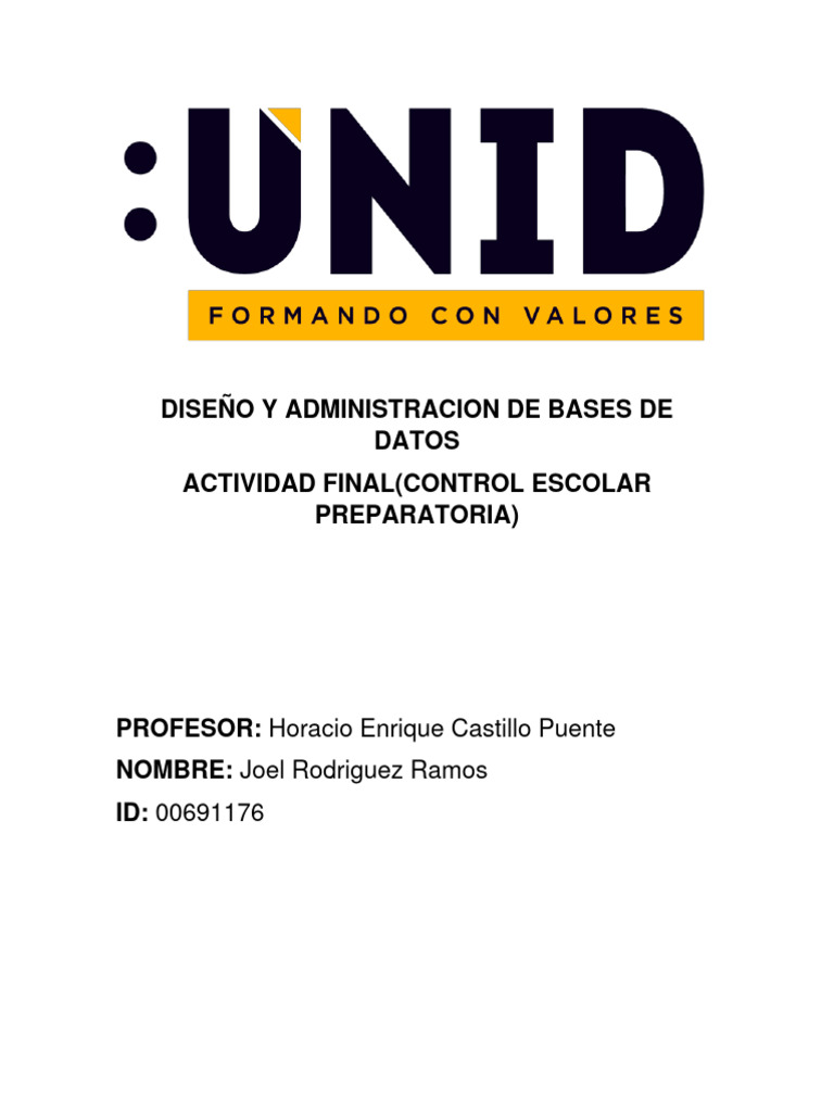 ACTIVIDAD FINAL DISEÑO Y ADMINISTRACION DE BASE DE DATOS | PDF | Bases de datos | Base de datos ...