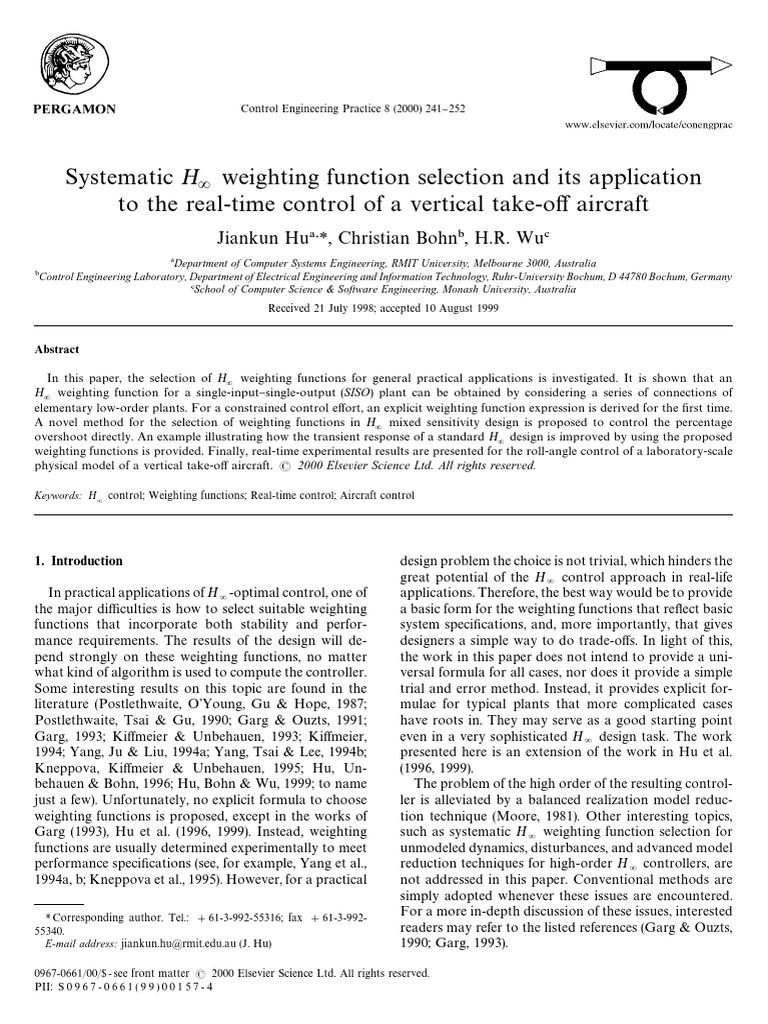 H Infinity Weight Selection | PDF