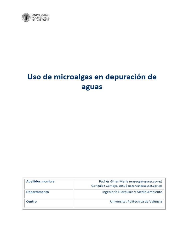 Microalgas en Depuracionde Aguas | PDF | Biodiésel | Cianobacterias