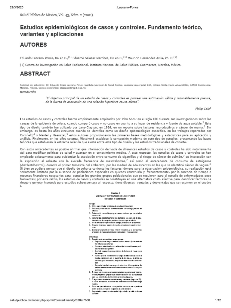 Estudios de Casos y Controles | PDF | Muestreo (Estadísticas) | Parcialidad