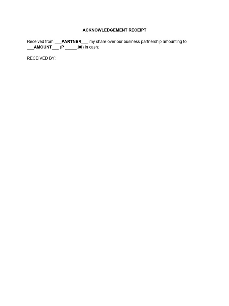 Acknowledgement Receipt Business Partnership | PDF