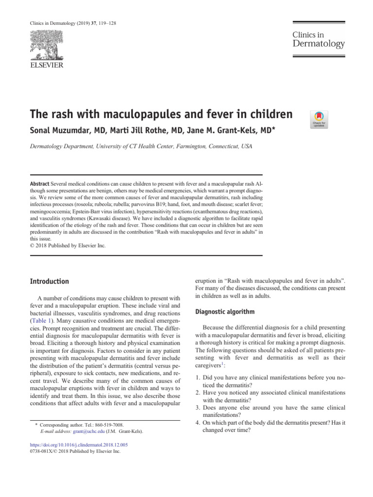 Fever and Rash Clin Derm 2018 | PDF | Measles | Infection