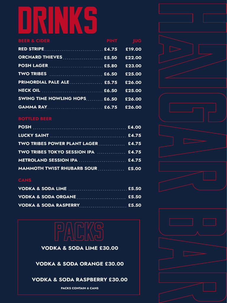 Menu _ Hanger Bar | PDF | Martini (Cocktail) | Drink