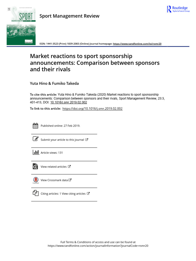 Market Reactions To Sport Sponsorship Announcements Comparison Between ...