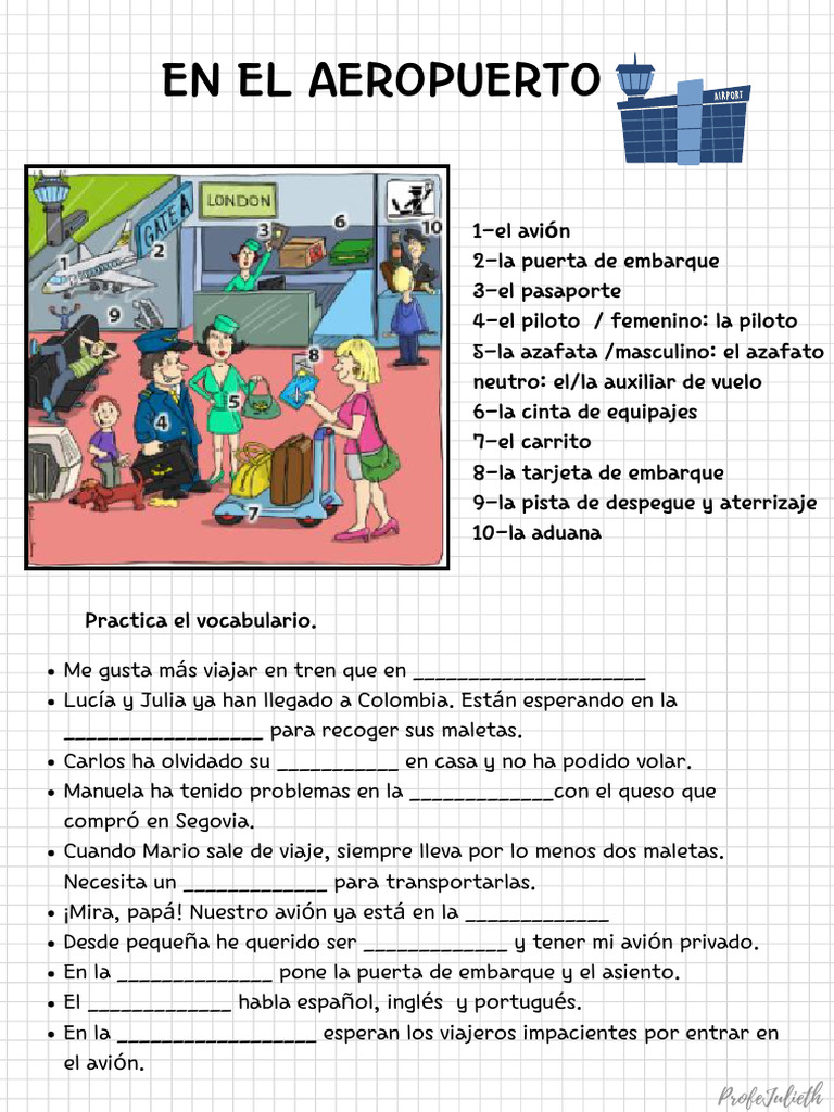 Vocabulario y Diálogos en Aeropuertos | PDF | Auxiliar de vuelo ...