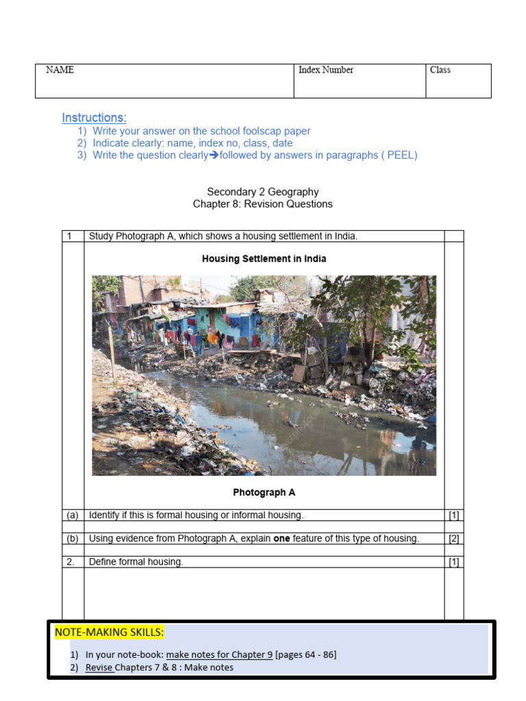 Geography Chapter 8 Revision Questions | PDF