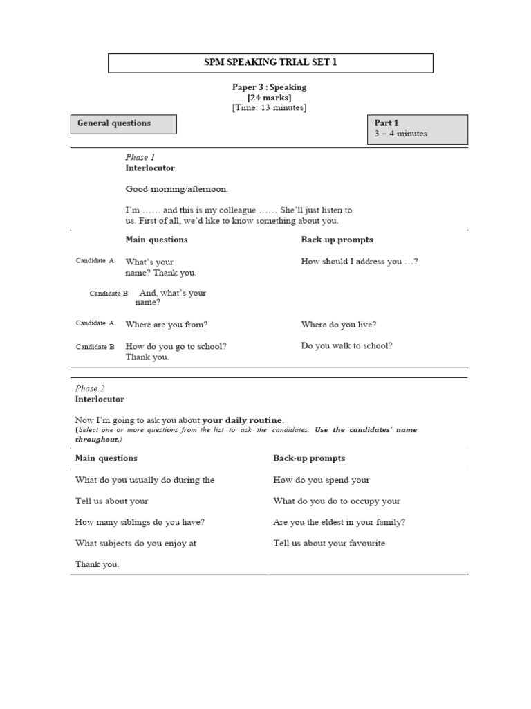 SPM Speaking Test 1-3 | PDF | Adolescence | Psychology