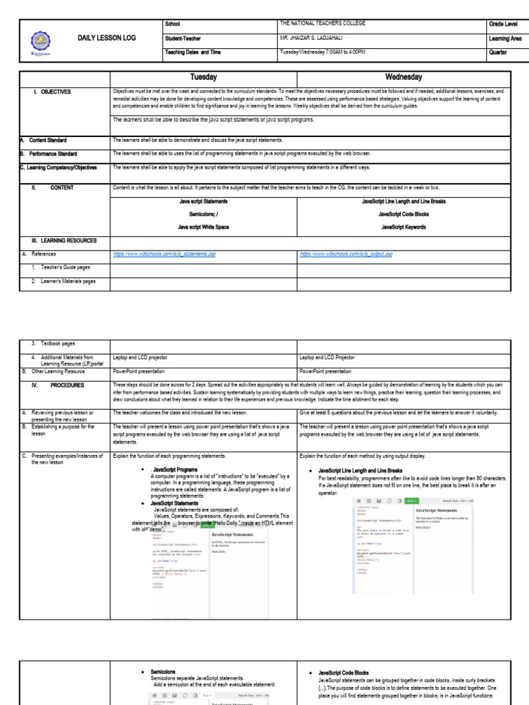 Lesson 4 | PDF | Java Script | Learning