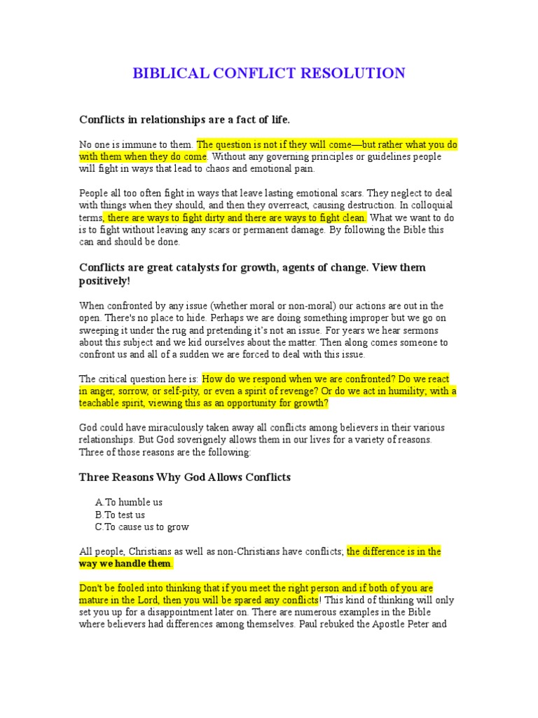 Biblical Steps for Conflict Resolution | PDF | Forgiveness | Saint Peter