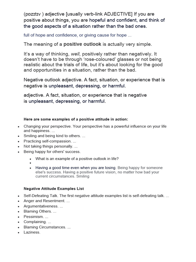 Positive and Negative Outlook | PDF