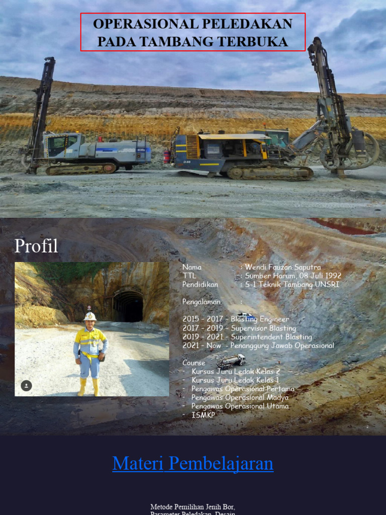 Presentasi Peledakan Tambang Terbuka - ITERA - Rev | PDF