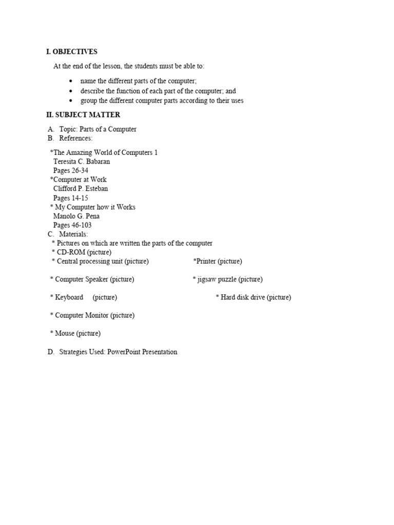 Detailed Lesson Plan | Download Free PDF | Computer Data Storage ...