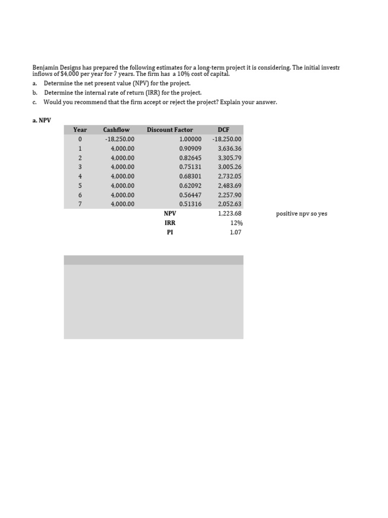 Capital Budgeting Worksheet 8 | PDF | Net Present Value | Internal Rate ...