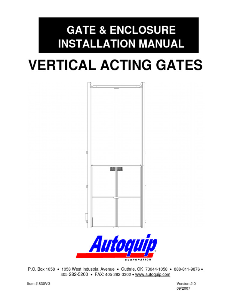 Manuals Vertical Acting Gates Manual 5 1 | PDF | Elevator | Switch