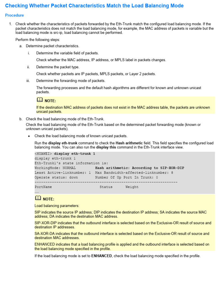 Checking Whether Packet Characteristics Match The Load Balancing Mode ...