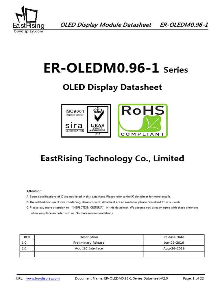 0.96" OLED Display Datasheet | PDF | Computer Engineering | Electrical ...