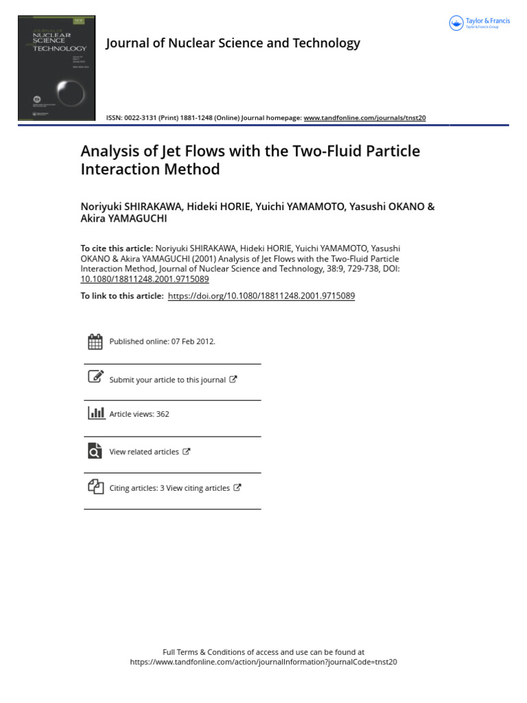 Analysis of Jet Flows With The Two-Fluid Particle Interaction Method | PDF | Fluid Dynamics ...