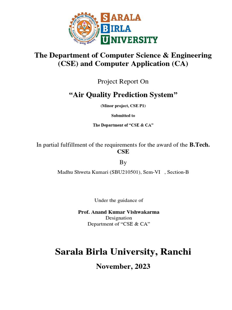 SBU CSE&CA - Project Report Format | PDF | Implementation | Computing