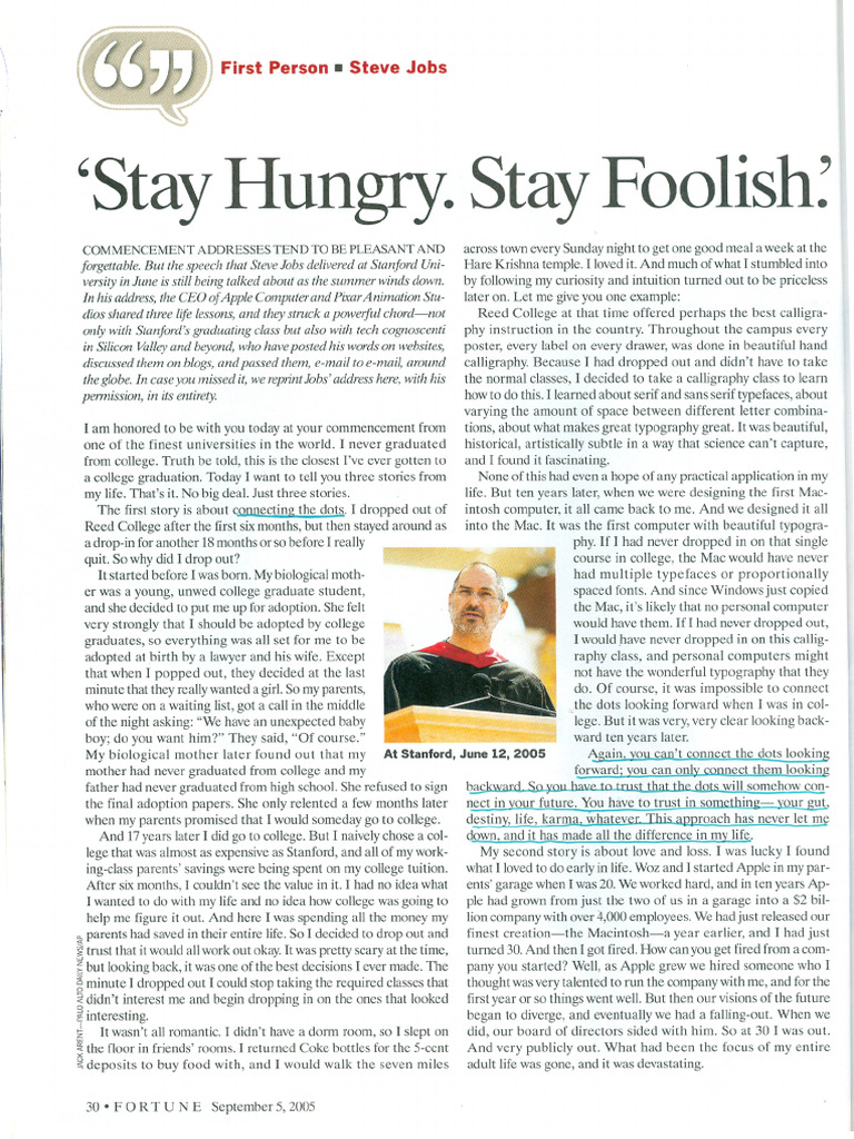 Stay Hungry, Stay Foolish | PDF