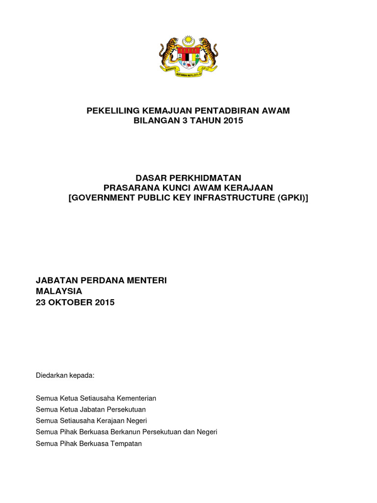 PKPA Bilangan 3 2015 - Dasar Perkhidmatan GPKI | PDF