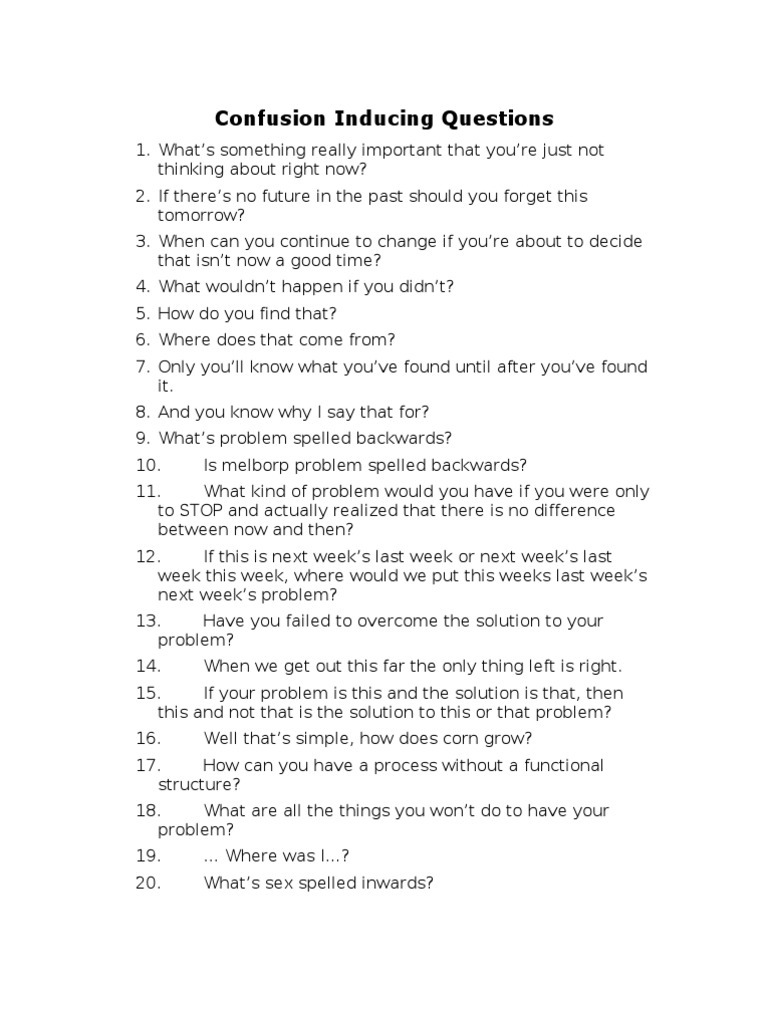 NLP - Confusion Inducing Questions | PDF
