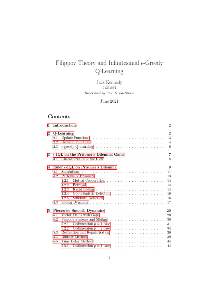 Filippov Theory On Infinitesimal Epsilon-Greedy Q-Learning | PDF ...