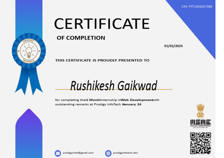ProdigyInfotech Internship Certificate | PDF ProdigyInfotech Internship Certificate | PDF