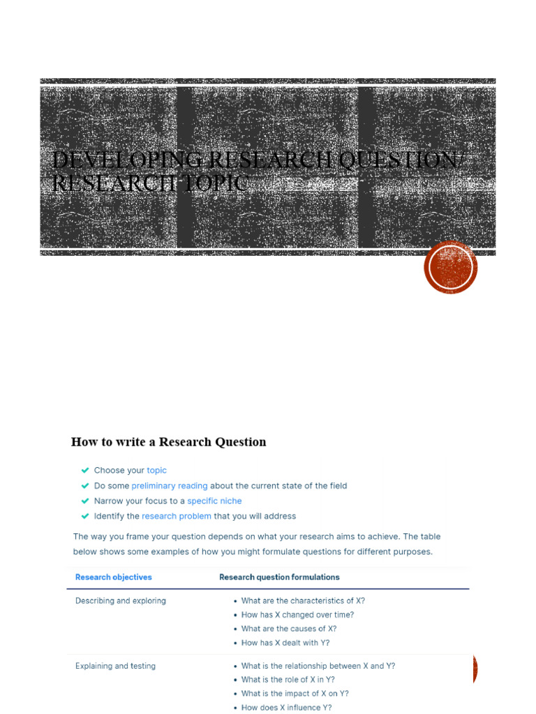 Crafting Effective Research Questions | PDF