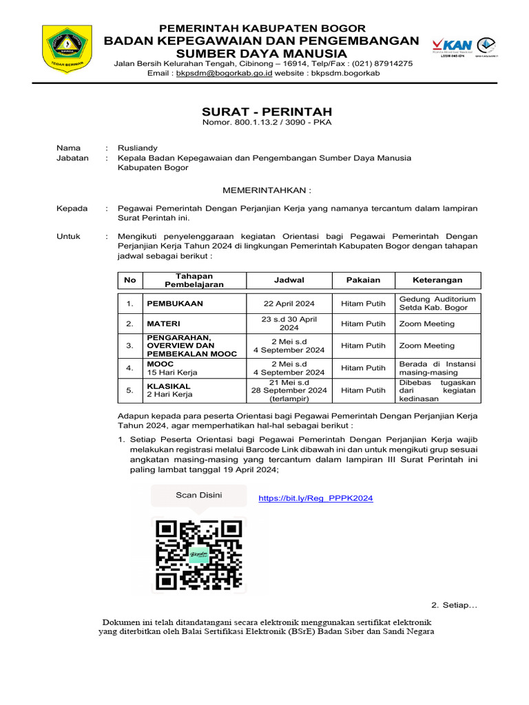 Sp Mengikuti Penyelenggaraan Kegiatan Orientasi Bagi Pppk Tahun 2024