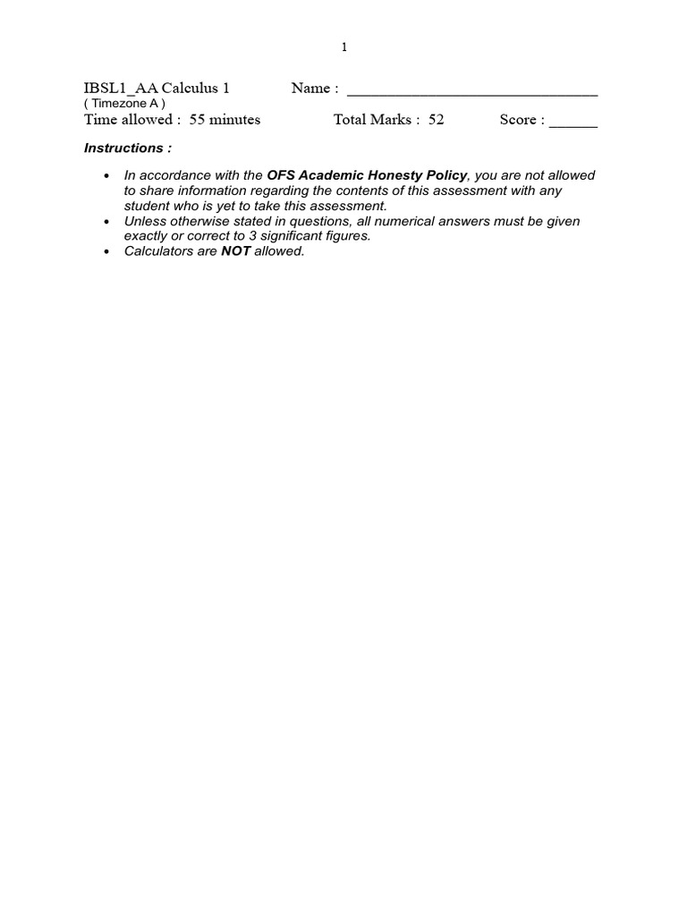Calculus 1 Exam: Derivatives & Tangents | PDF | Mathematics ...
